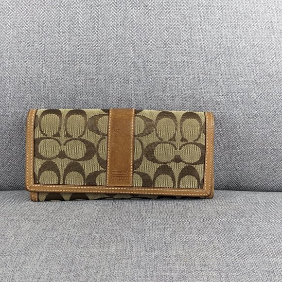 Coach | Bags | Coach Signature Tan Print Wallet | Poshmark